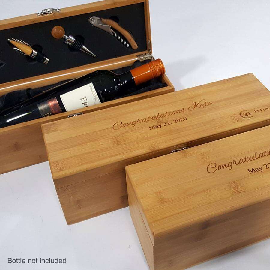 Bamboo wooden wine box for your special one | Bombay Engraving Co Ltd